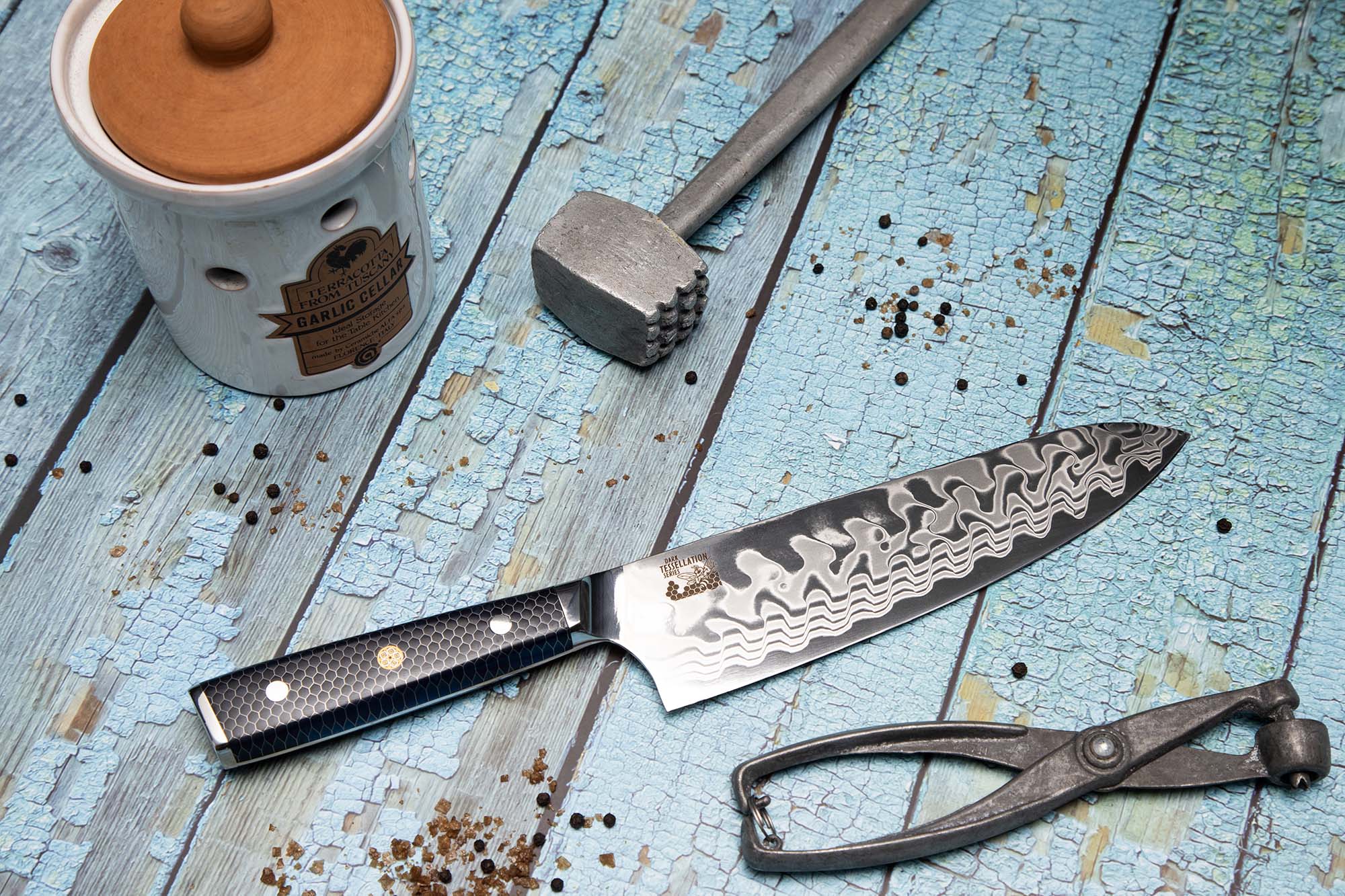 Dark Tessellation Series 21 cm - 8.25 Inch AUS-10 Damascus Chef Knife ...