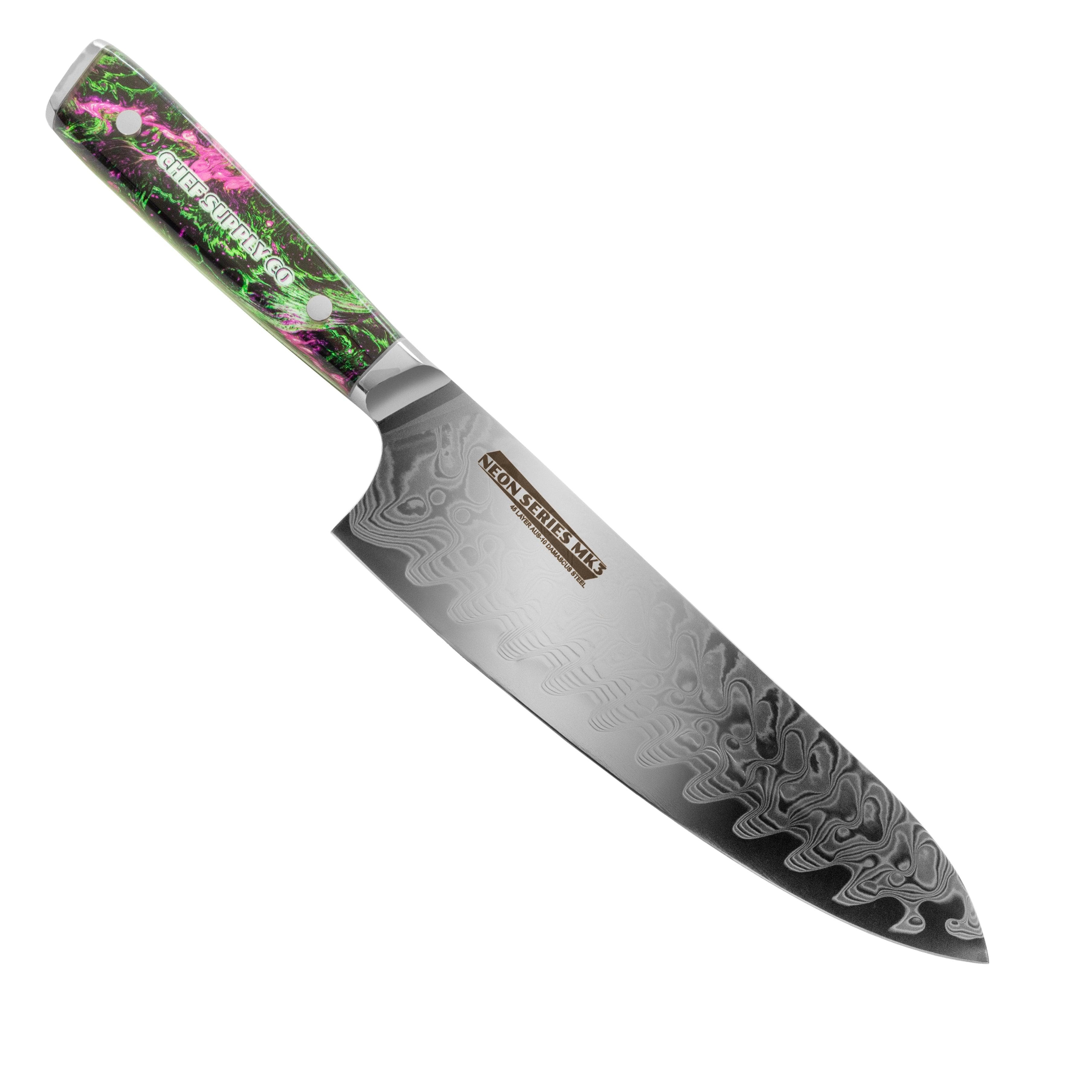 Neon Series MK3 - 21 cm - AUS-10 - 45 Layer Damascus Chef Knife with L ...
