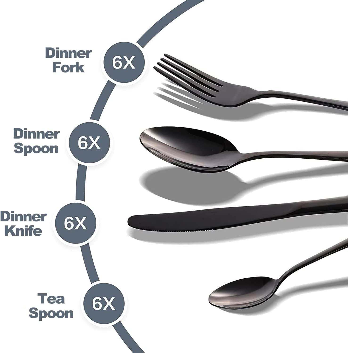 Black Stainless Steel Silverware 24 Pcs – CHEF SUPPLY CO